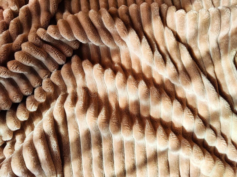 Closeup Soft, Fluffy Sleeping Beige Blanket or Plaid. Crumpled Fabric ...