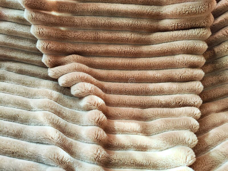 Closeup Soft, Fluffy Sleeping Beige Blanket or Plaid. Crumpled Fabric ...