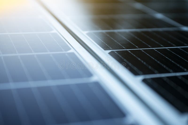 Closeup of Solar Panels with Some Reflections Stock Photo - Image of ...