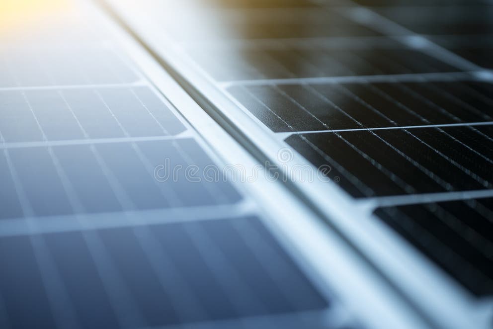 Closeup of Solar Panels with Some Reflections Stock Photo - Image of ...