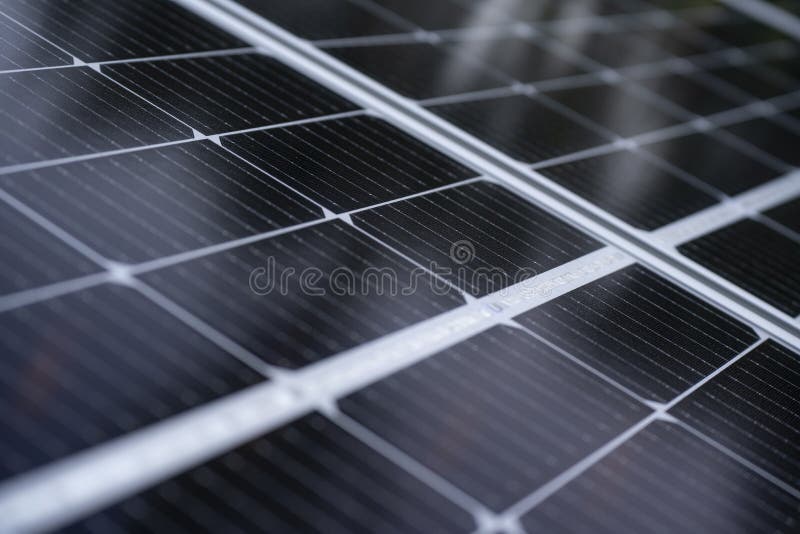 Closeup of Solar Panels with Some Reflections Stock Photo - Image of ...