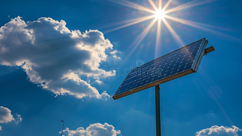 A Closeup of a Solar Panel on a Street Light with the Suns Rays ...