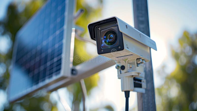 A Closeup of a Solar Powered Security Camera Reveals the Intricate ...