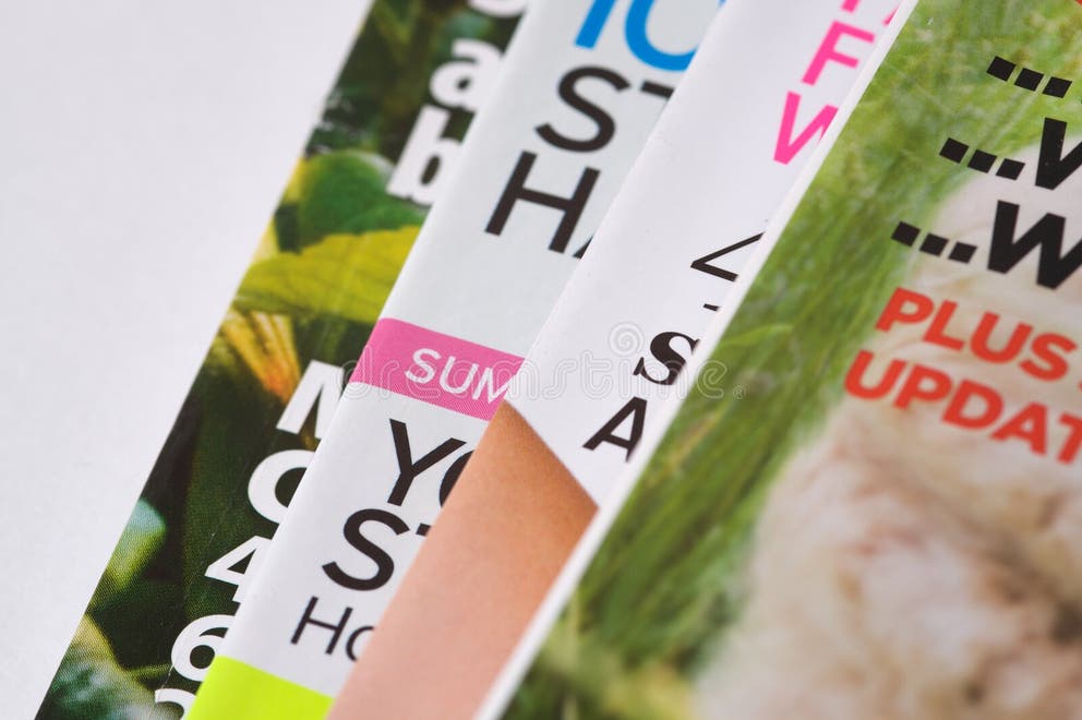 Closeup of some magazines stock photo. Image of bunch - 10817518