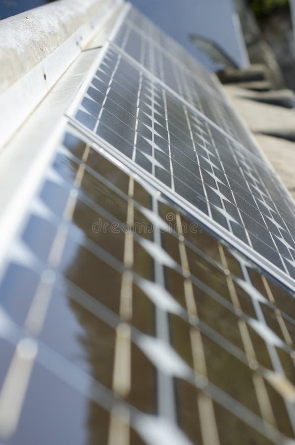 Closeup of Some Solar Panels Reflecting Surroundings Stock Photo ...
