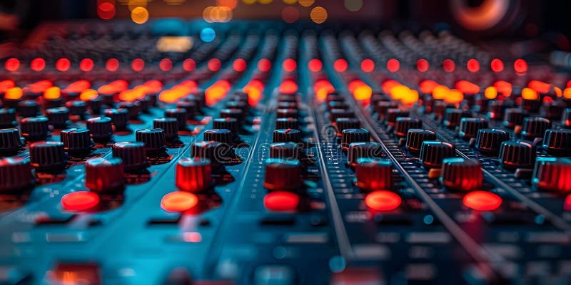 Closeup of a Sound Control Music Mixer in a Recording Studio Featuring ...