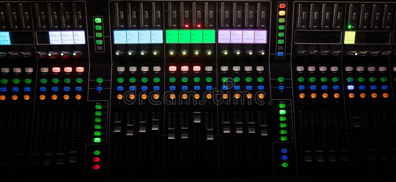 Closeup of Sound Control Panel Stock Image - Image of electricity ...
