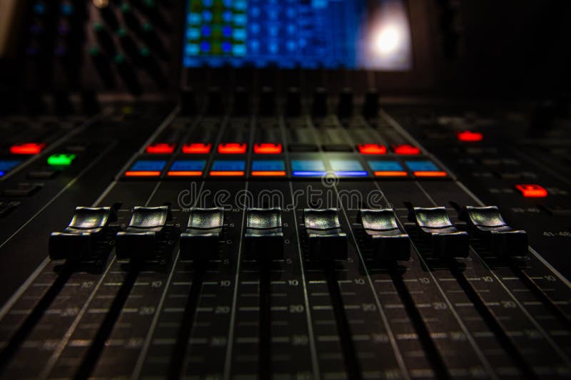 Closeup of Sound Control Panel Stock Image - Image of broadcast ...
