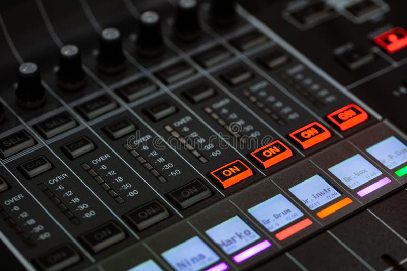 Closeup of Sound Control Panel Stock Image - Image of musician ...