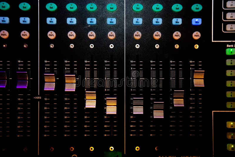 Closeup of Sound Control Panel Stock Image - Image of musical, mixing ...