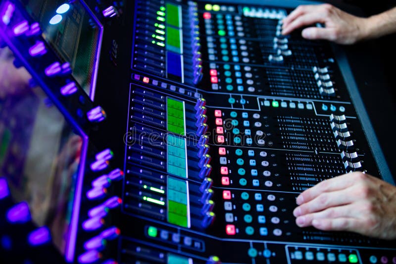 Closeup of Sound Control Panel Stock Photo - Image of level, background ...