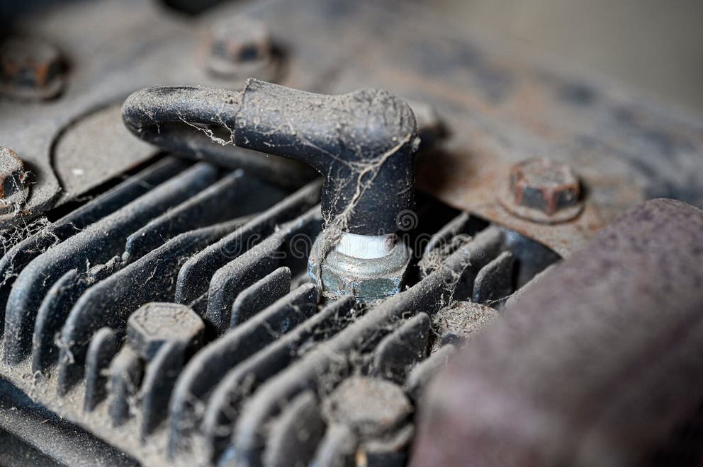 Closeup of Spark Plug in Old Dirty Engine Stock Photo - Image of ...