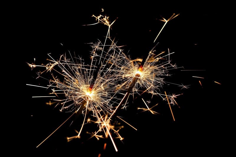 Closeup of Sparklers on Black Background with Soft Shadows Stock ...