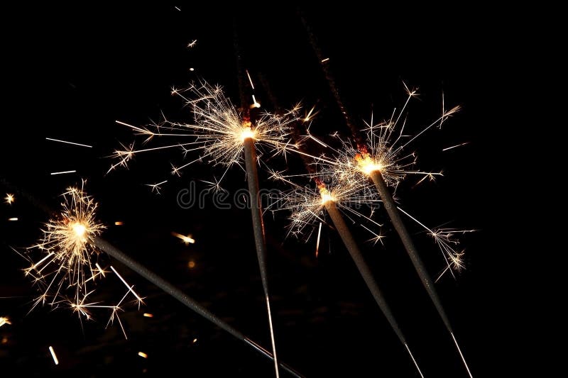 Closeup of Sparklers on Black Background with Soft Shadows Stock ...