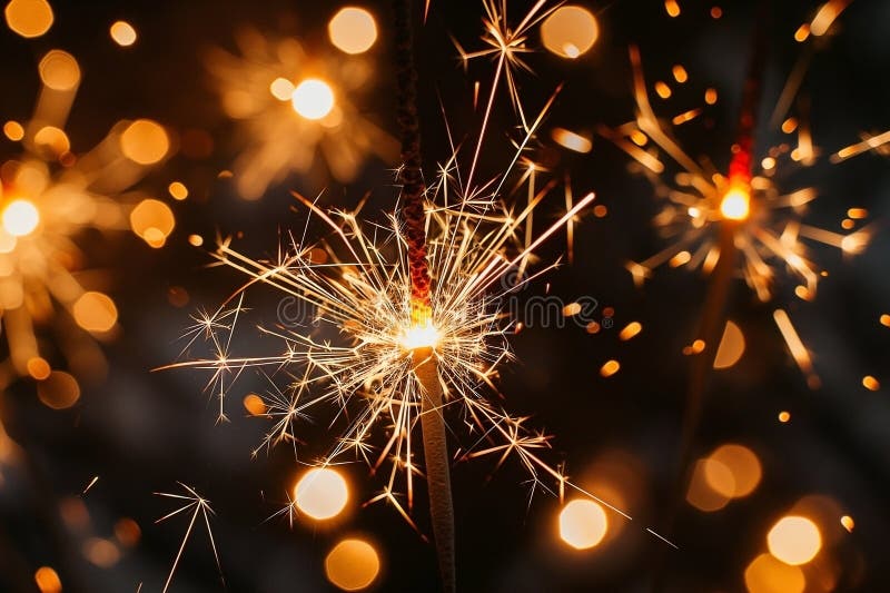 Closeup of Sparklers on Black Background with Soft Shadows Stock ...