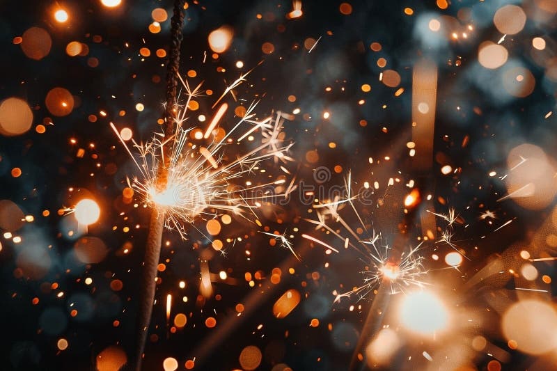 Closeup of Sparklers on Black Background with Soft Shadows Stock ...