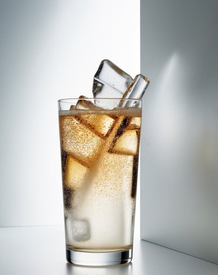 Closeup of Sparkling Iced Soda with Ice Cubes. Stock Photo - Image of ...