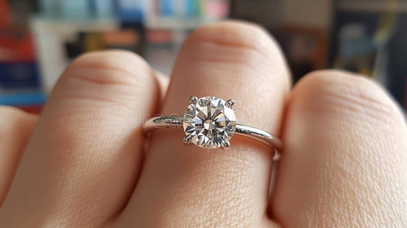 Closeup of a Sparkling Solitaire Diamond Ring on a Hand Stock ...