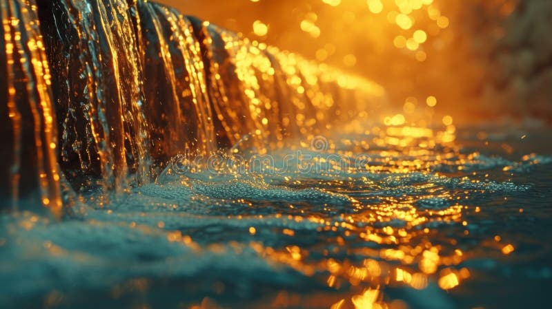 Closeup of a Sparkling Waterfall the Light Bouncing Off the Waters ...