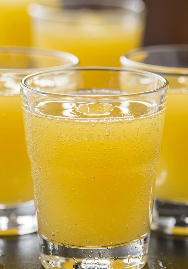 Closeup of Sparkling Yellow Citrus Juice in Glasses Stock Image - Image ...