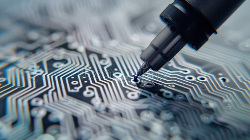 Closeup of a Specialized Pen Filled with Conductive Ink Carefully ...