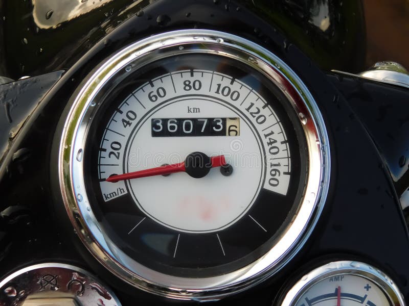 Closeup of Speedometer of a Motorcycle Stock Photo - Image of odometer ...