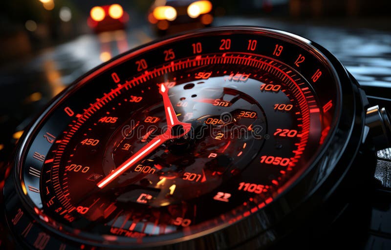 Closeup of a Speedometer on a Car. 3d Rendering Stock Illustration ...