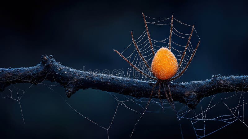 A Closeup of a Spider Resting on a Web Nestled on a Branch Adorned with ...
