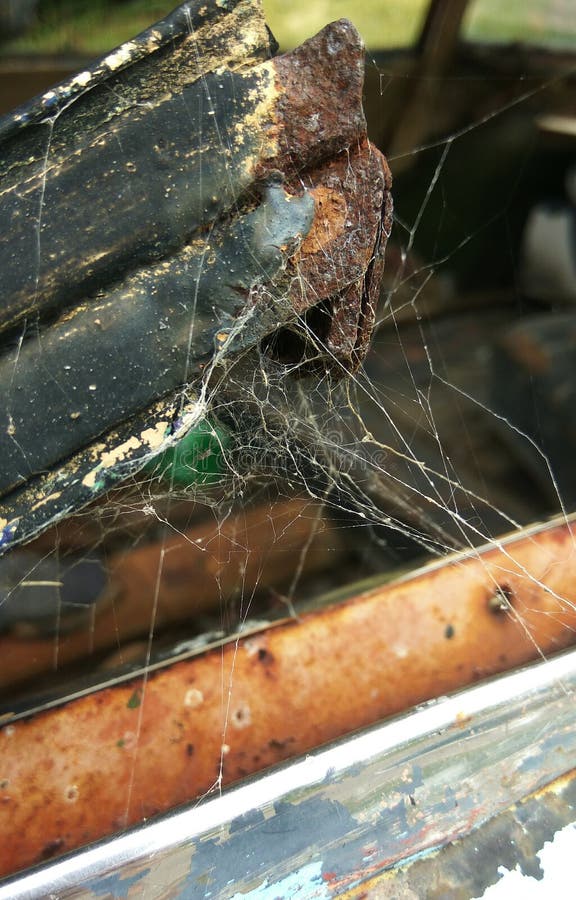 Broken and Rusty Car Door with Spider Webs Stock Image - Image of ...