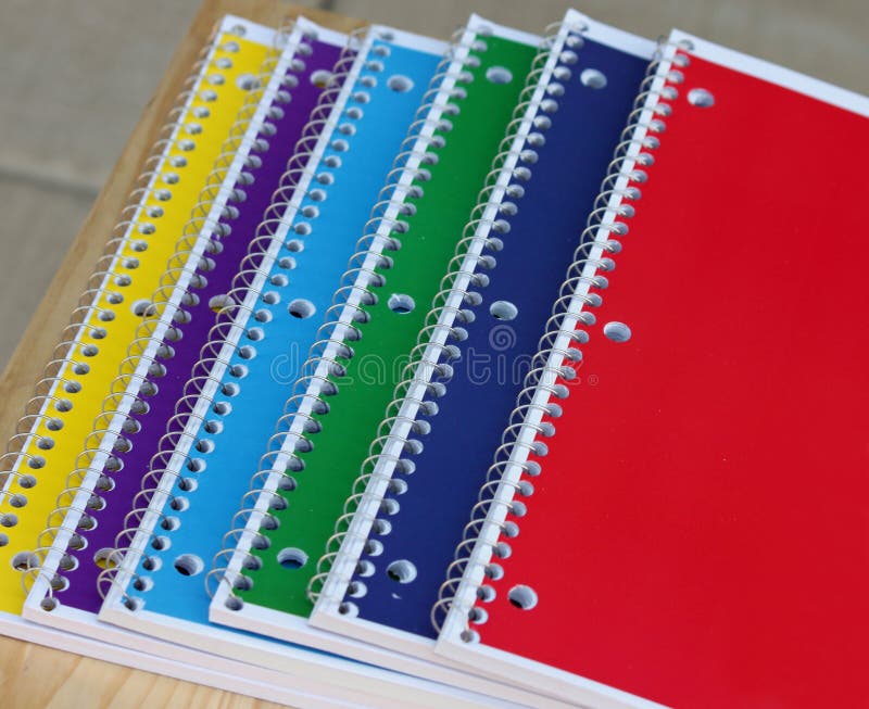 Closeup of Spiral Notebooks on a Desk Stock Image - Image of school ...