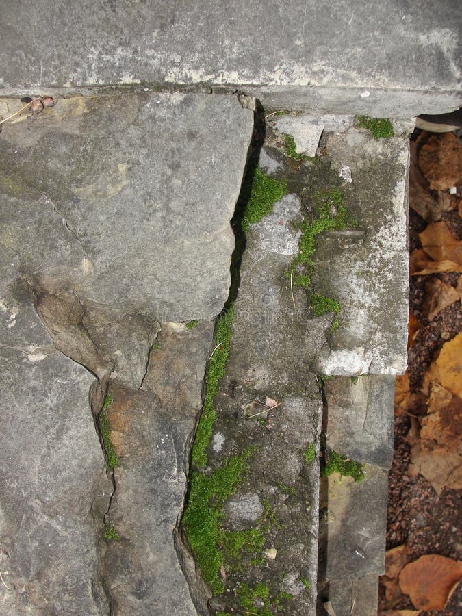 Closeup Split, Cracked Layers of Old Masonry, Limestone. Facing Plates ...
