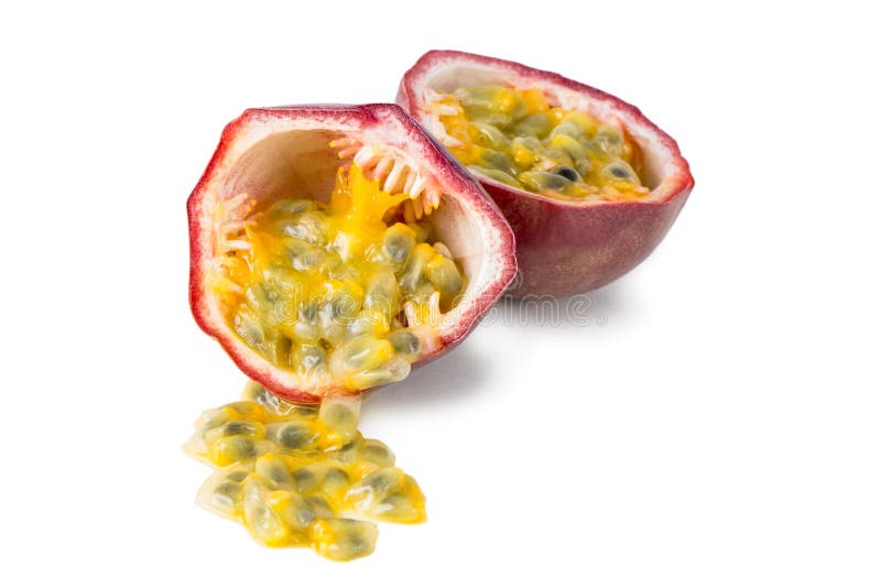 Closeup of a Split Passion Fruit Stock Photo - Image of object, halved ...