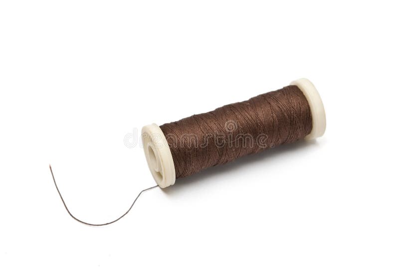 Closeup of a Spool of Brown Thread Isolated Stock Image - Image of ...