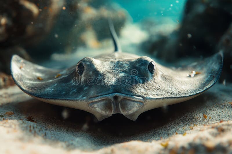 CloseUp of a Spotted Stingray on the Ocean Floor a Spotted Stingray ...