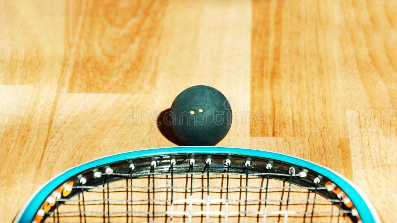 Closeup of Squash Racket and Ball on Court Floor Stock Image - Image of ...