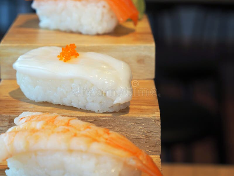 Squid sushi stock photo. Image of style, japan, fish - 16179556