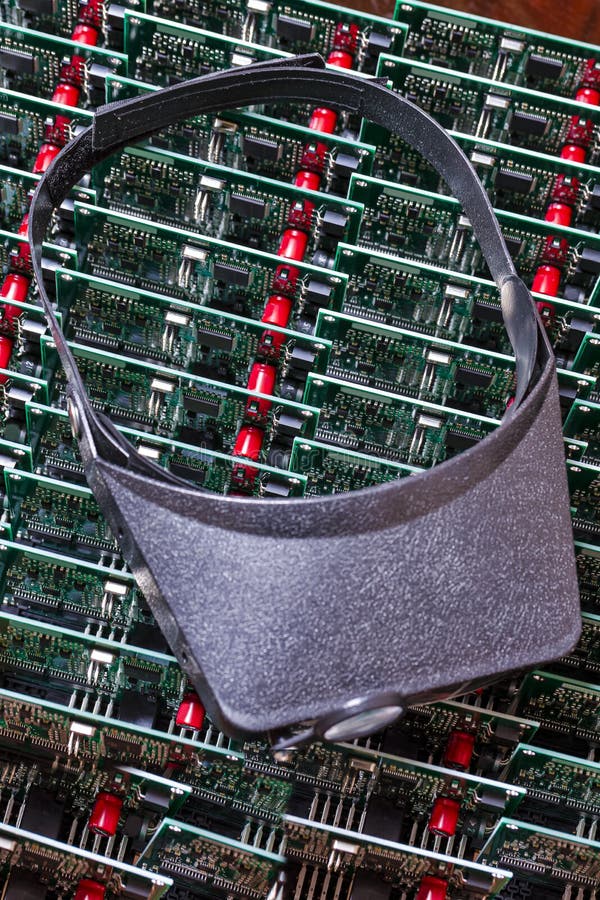 Closeup of Stack Batch or Line of Ready ABS Automotive Printed Circuit ...