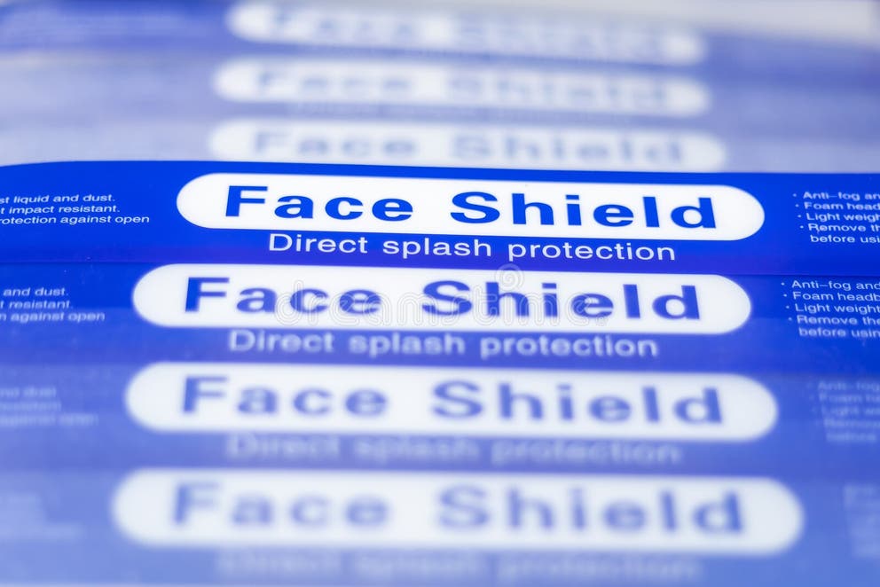 Closeup Stack of Blue Face Shield To Protect from Direct Splash and ...