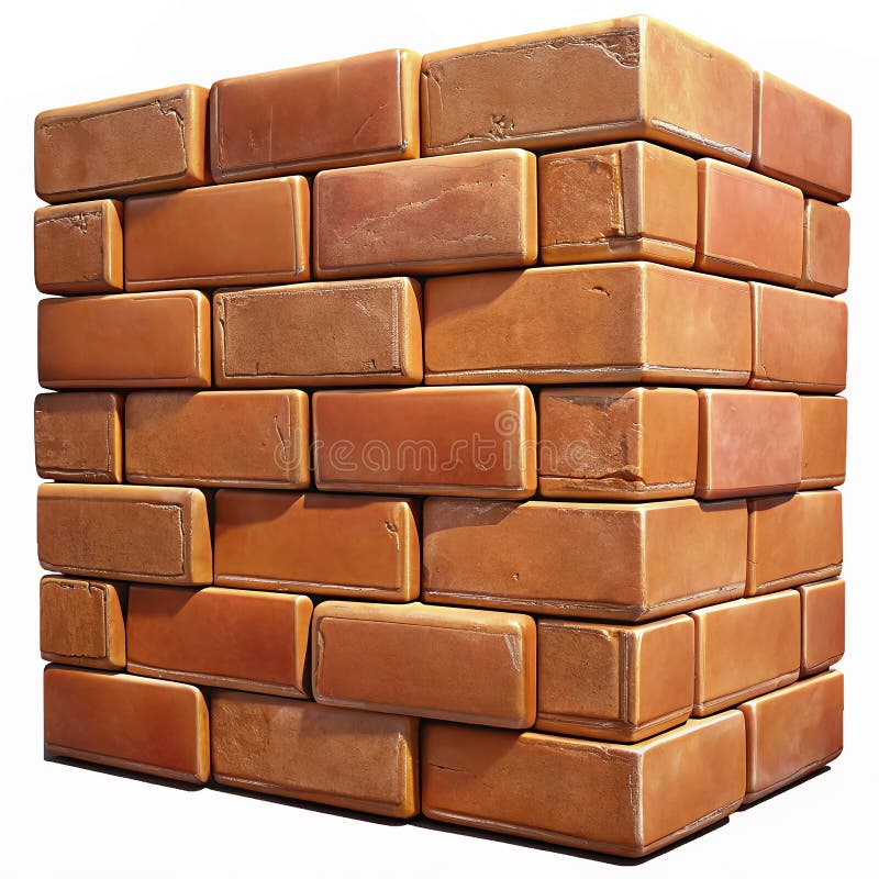 Closeup Stack of Brown Clay Bricks with Realistic Texture on ...