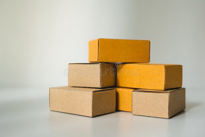 Closeup Stack Cardboard Boxes Using As Shipping and Logistics Co Stock ...