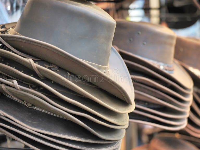 Closeup of a Stack of Cowboy Hats Stock Photo - Image of unique ...
