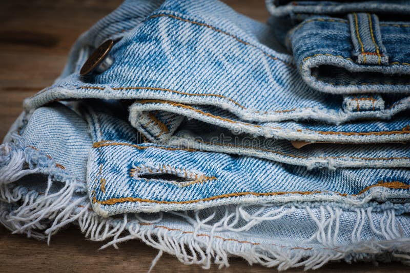 Closeup stack of old jean stock photo. Image of style - 76949930