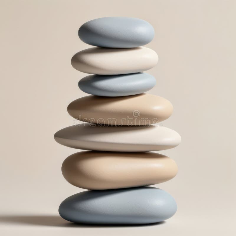 Closeup Stack Pebbles Pink Background Zen Style Stock Illustration ...