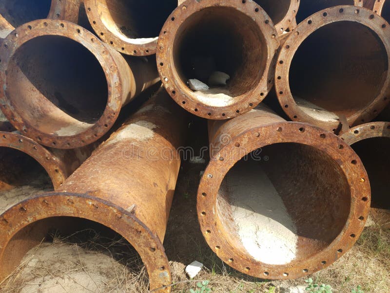 Closeup Stack Pile of Old Rusty Metal Pipes Abandoned Stock Photo ...