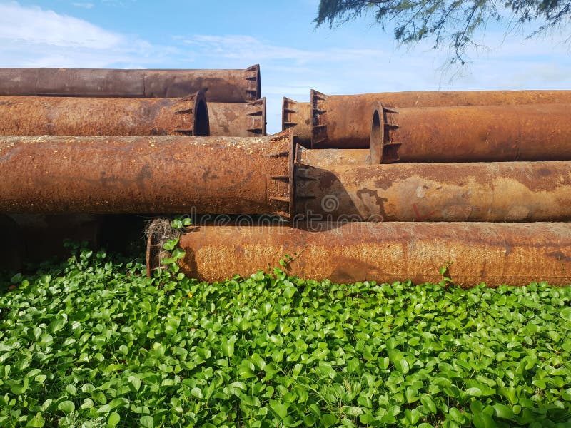Closeup Stack Pile of Old Rusty Metal Pipes Abandoned Stock Photo ...