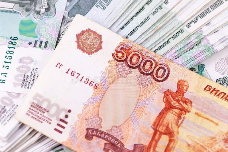 Stack of Russian Rubles 1000 and 5000 Banknotes Stock Image - Image of ...