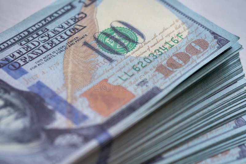 Closeup of Stack US America Dollar Bills Stock Image - Image of bills ...