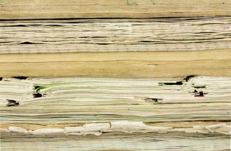 Closeup of Stack of Used Sheets, Notebooks and Paper, All is Old and ...