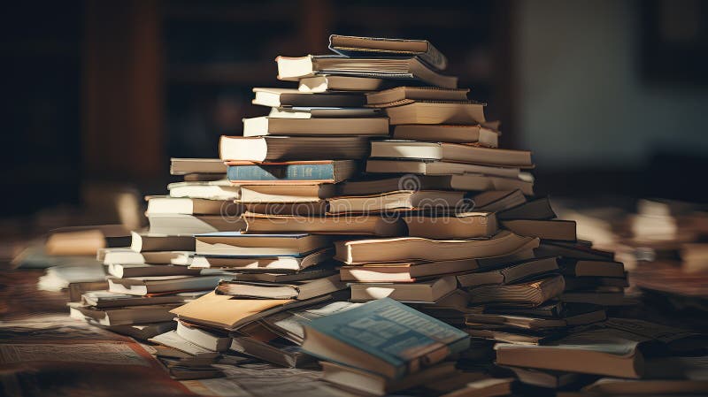 Closeup Stacked Books Perspective Stock Illustration - Illustration of ...
