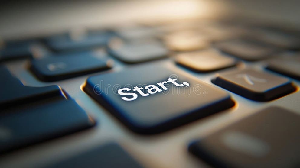 Closeup of Start Button on Black Keyboard Stock Illustration ...